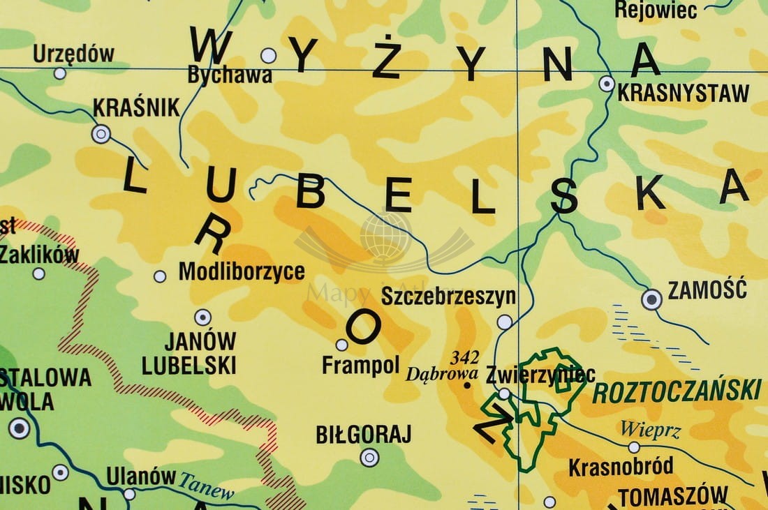 POLSKA MAPA ŚCIENNA GEOGRAFICZNA (FIZYCZNA) DEMART