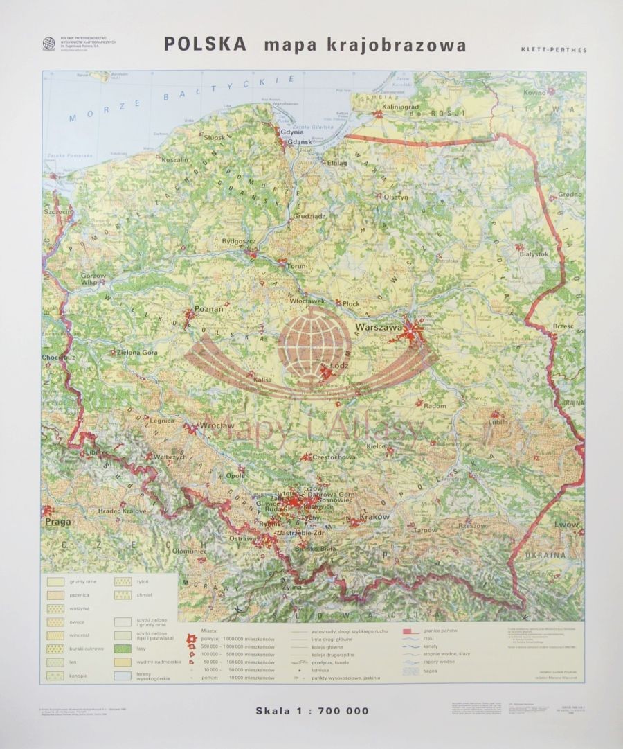 Polska. Mapa krajobrazowa / konturowa. Mapa ścienna w sklepie "Mapy i ...