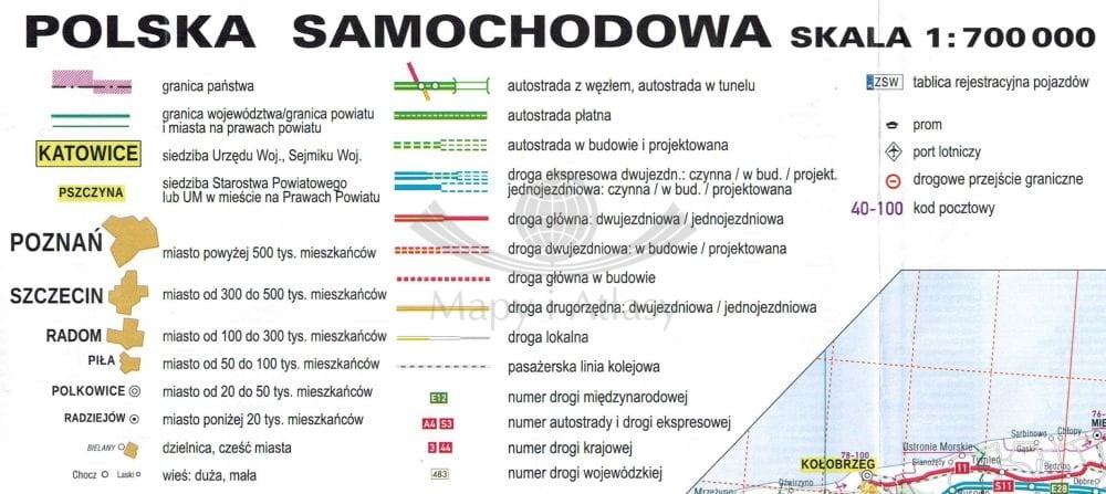 POLSKA MAPA SKŁADANA SAMOCHODOWA DROGOWA PIĘTKA