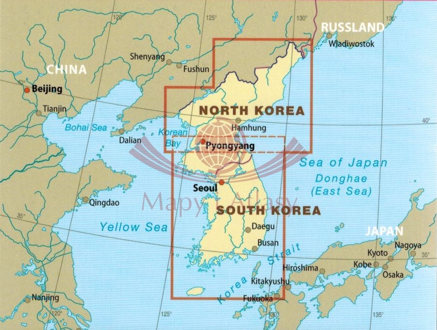 KOREA PÓNOCNA POŁUDNIOWA MAPA SAMOCHODOWA RKH
