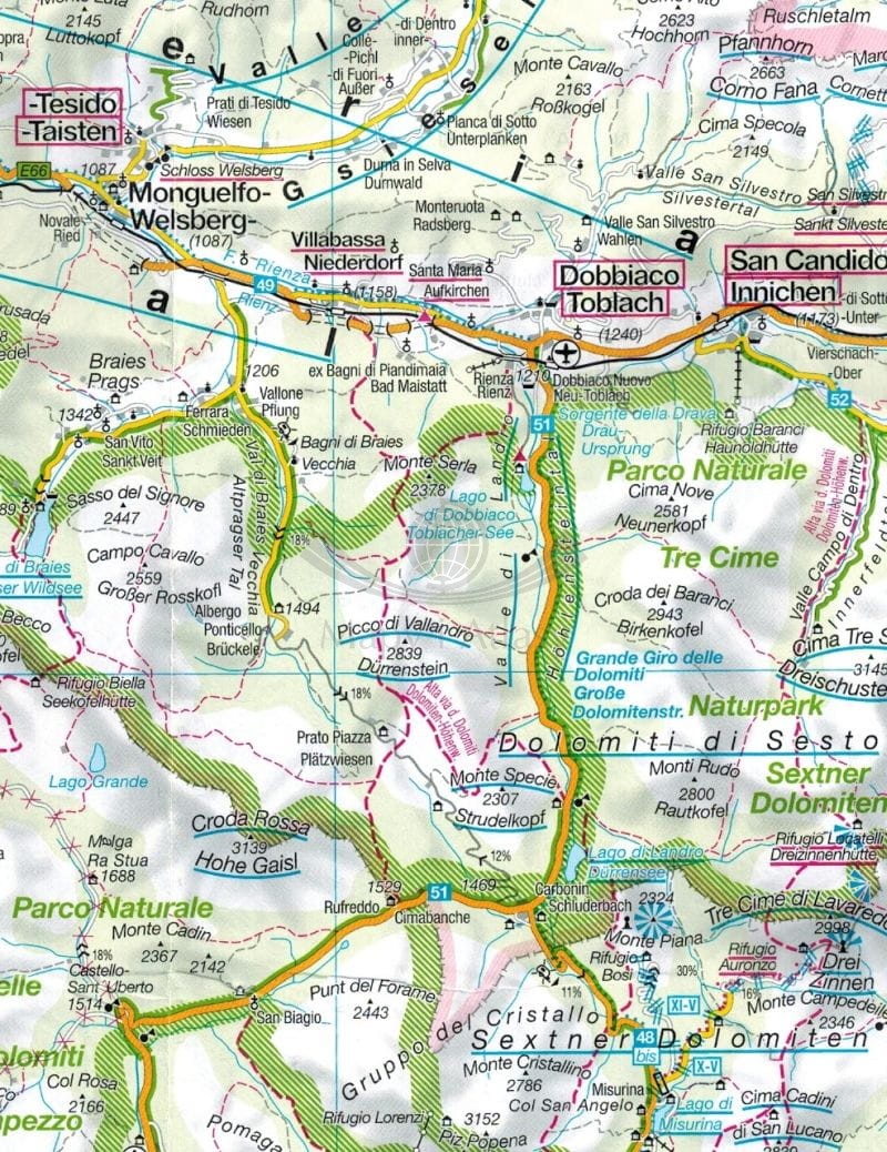 POŁUDNIOWY TYLOR, DOMOMITY 1:15 000. MAPA SAMOCHODOWA 350 KOMPASS