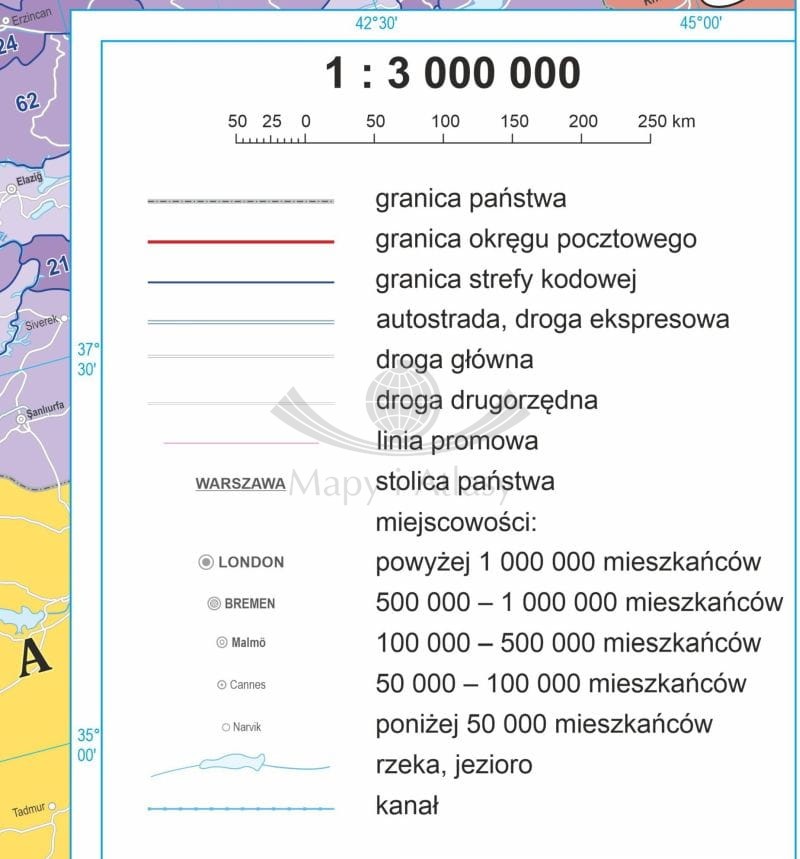 EUROPA MAPA KODOWA NA ŚCIANĘ KODY PO POLSKU ARTGLOB