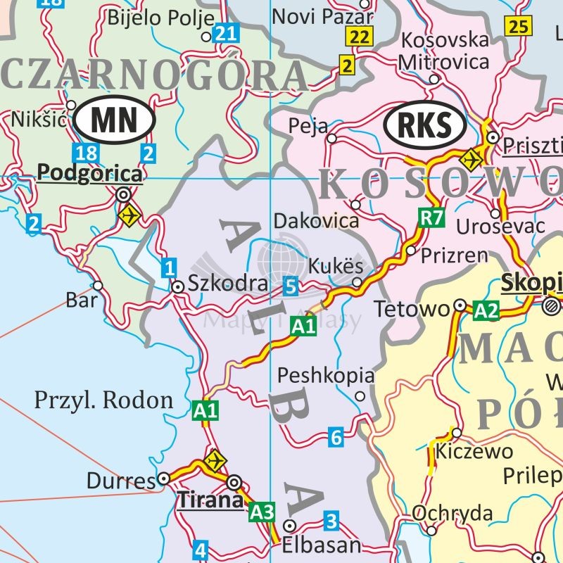 EUROPA MAPA ŚCIENNA DROGOWA POLITYCZNA NA ŚCIANĘ ARTGLOB