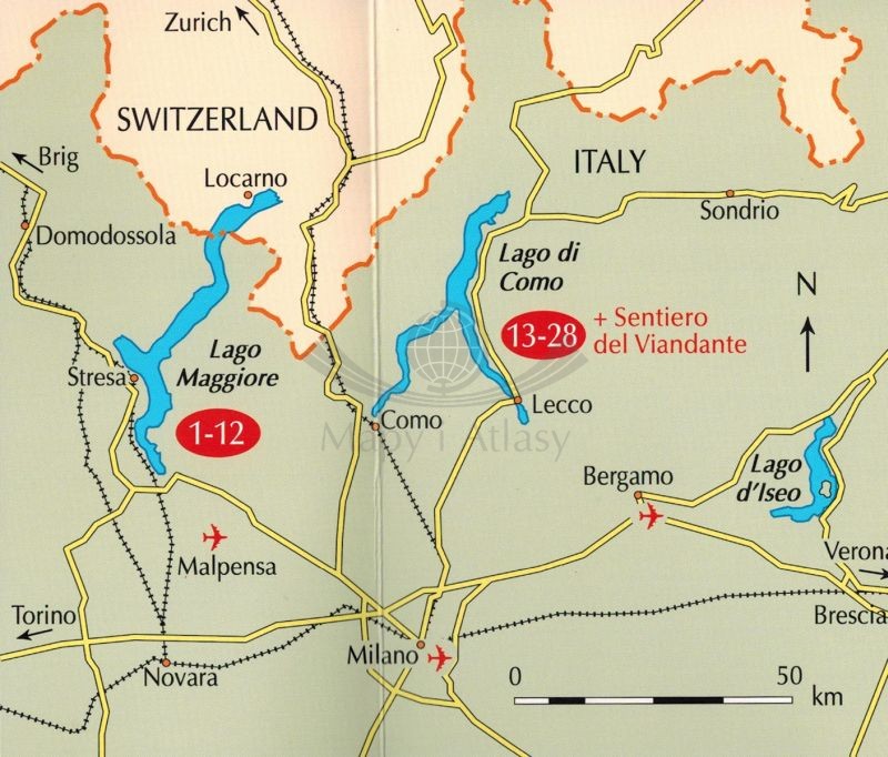 JEZIORO COMO I MAGGIORE TRASA SENTIERO DEL VIANDANTE PRZEWODNIK CICERONE