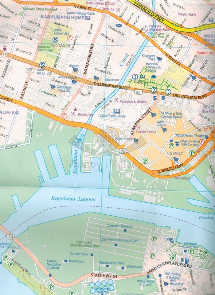 HONOLULU I OAHU MAPA TURYSTYCZNA WODOODPORNA ITMB