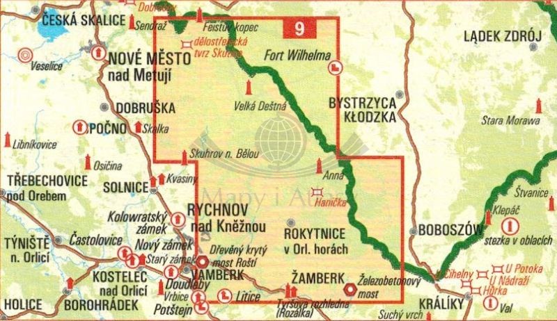 GÓRY ORLICKIE WODOODPORNA MAPA TURYSTYCZNA 9