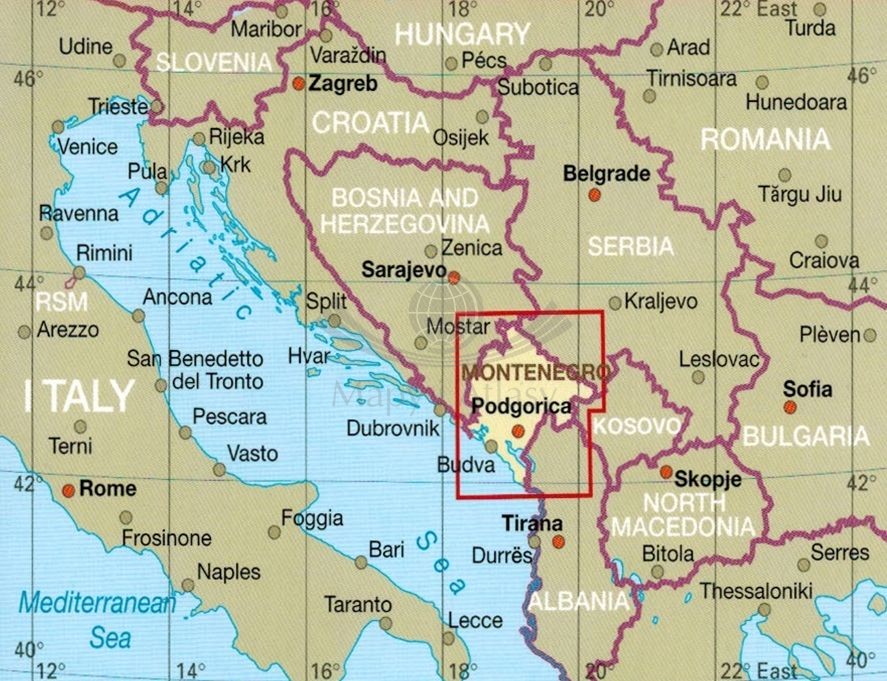 CZARNOGÓRA MAPA SAMOCHODOWA SKŁADANA RKH