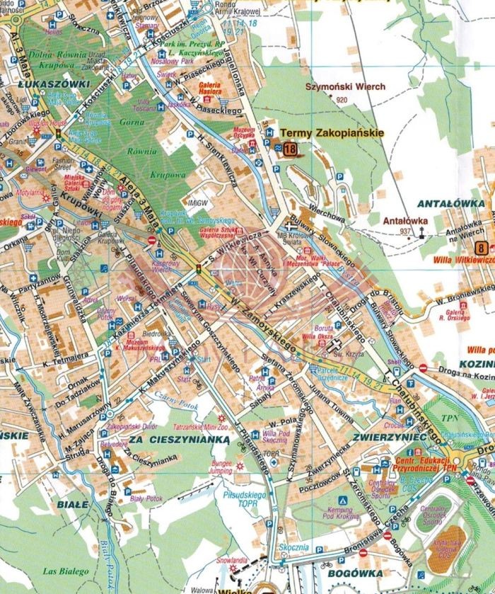 Zakopane Mapa Turystyczna Mapa Mapa Turystyczna Zakopane Plan Miasta