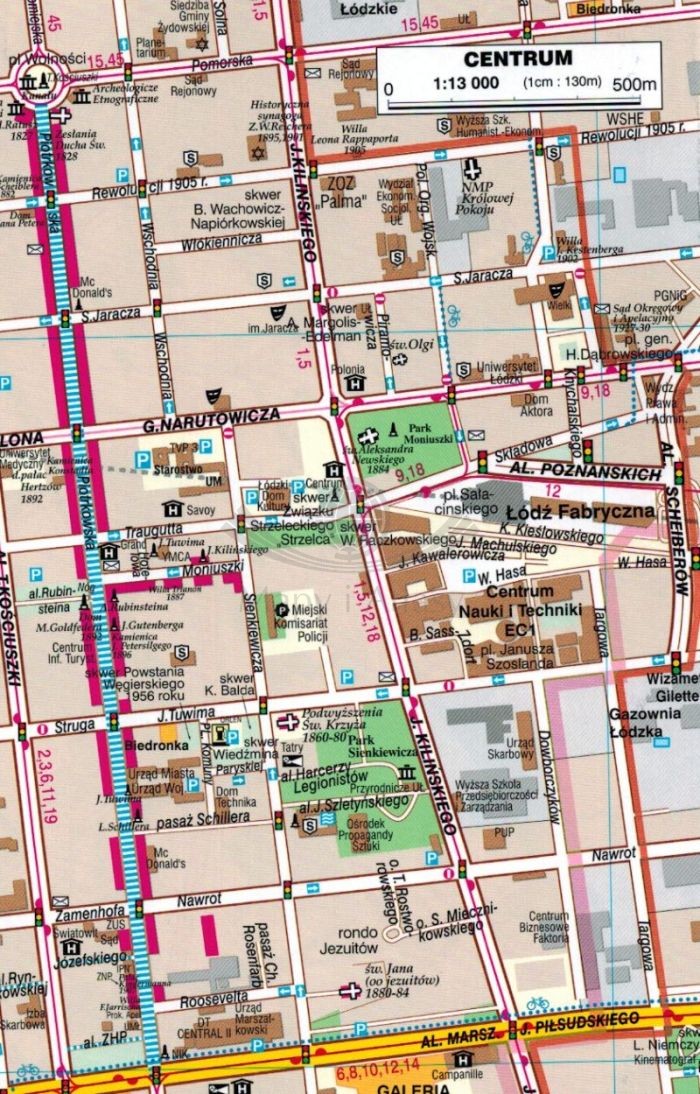 ŁÓDŹ SKŁADANA MAPA SAMOCHODOWA LAMINOWANA DEMART