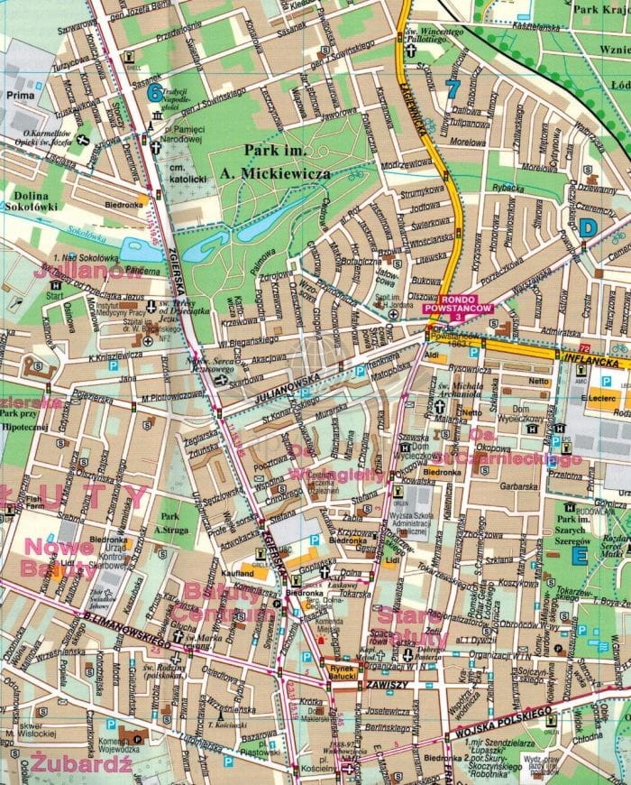ŁÓDŹ SKŁADANA MAPA SAMOCHODOWA LAMINOWANA DEMART