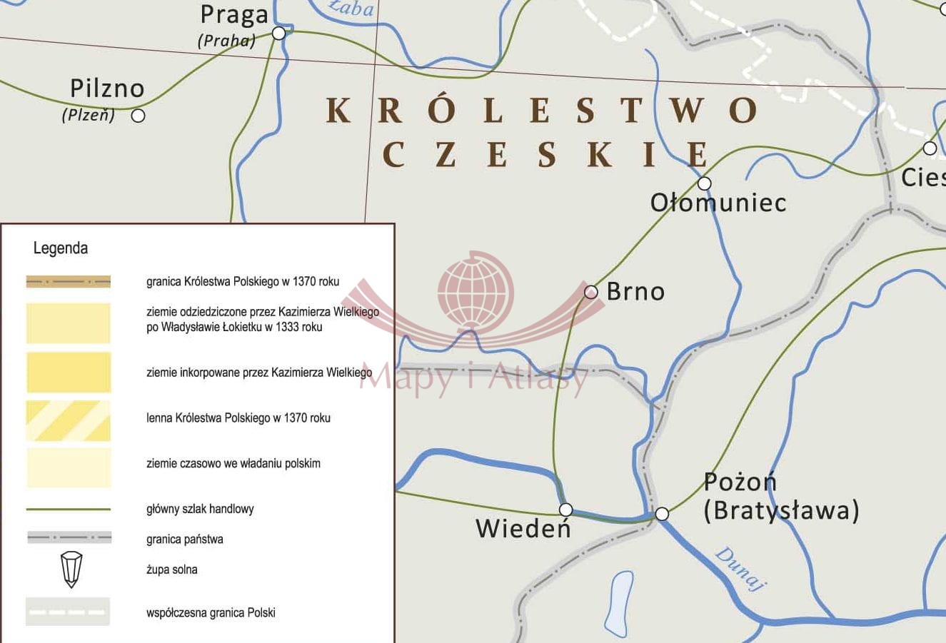 KRÓLESTWO POLSKIE ZA KAZIMIERZA WIELKIEGO MAPA SZKOLNA