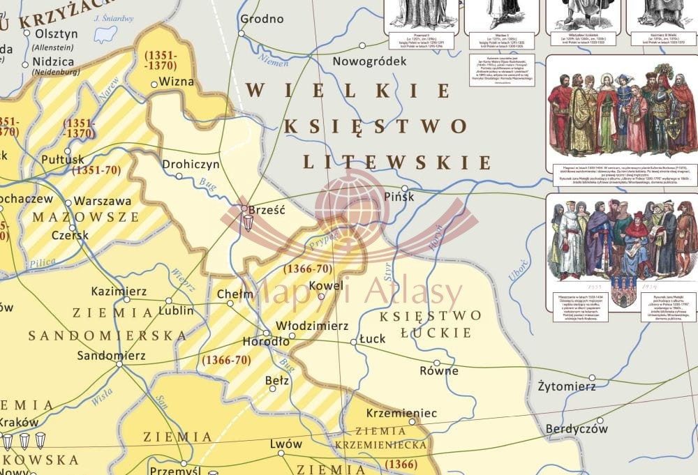 KRÓLESTWO POLSKIE ZA KAZIMIERZA WIELKIEGO MAPA SZKOLNA