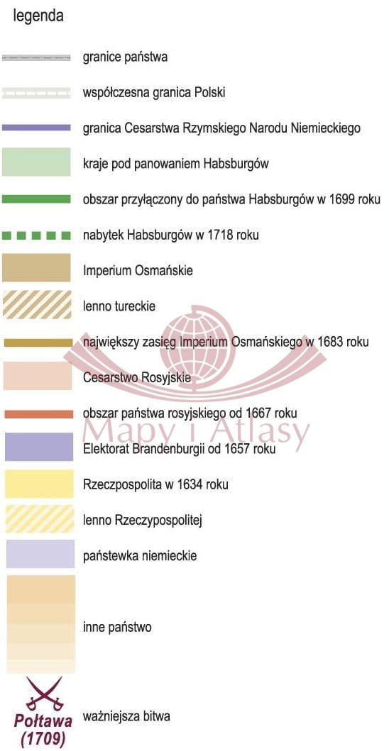 EUROPA NA PRZEŁOMIE XVII I XVIII WIEKU MAPA SZKOLNA ŚCIENNA HISTORYCZNA