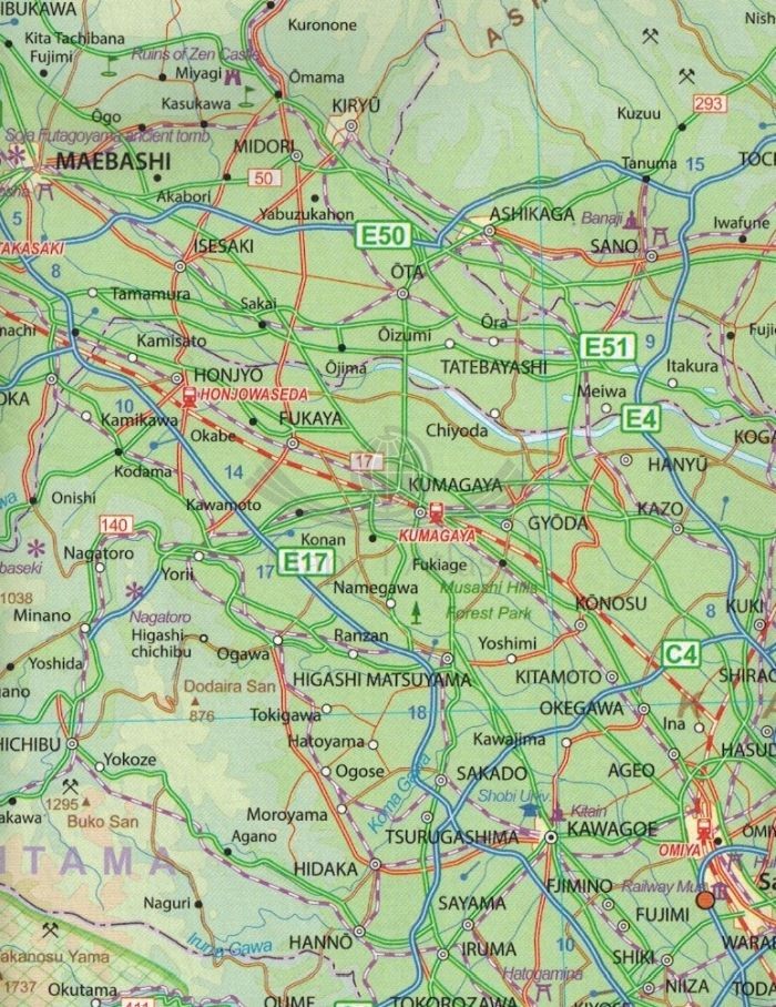 FUDŻI REGION KANTO I CHUBU MAPA SAMOCHODOWA ITMB