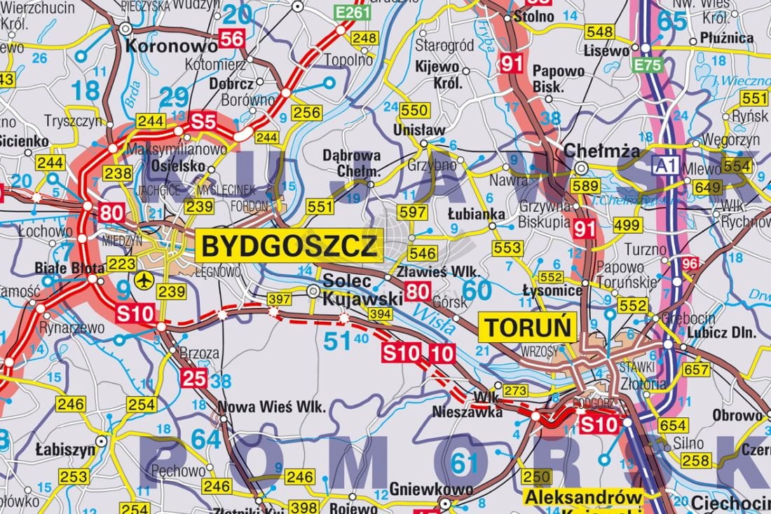 POLSKA ADMINISTRACYJNA DROGOWA MAPA ŚCIENNA E-TOLL