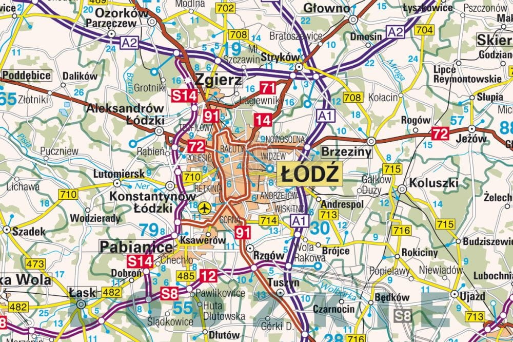 POLSKA MAPA DROGOWA DO POWIESZENIA NA ŚCIANĘ