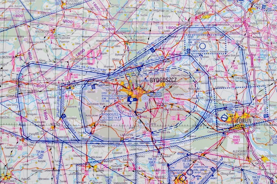 POLSKA MAPA ŚCIENNA LOTNICZA ICAO VFR DO POWIESZENIA