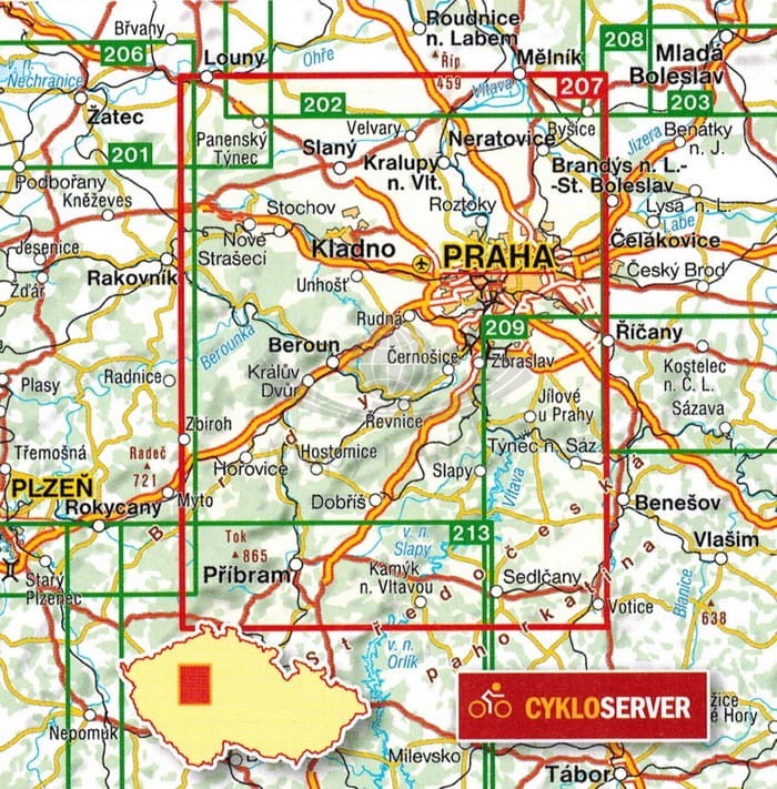OKOLICE PRAGI MAPA TURYSTYCZNA SKŁADANA