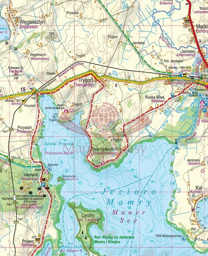 MAUZRY JEZIORA MAPA SKŁADANA TURYSTYCZNA