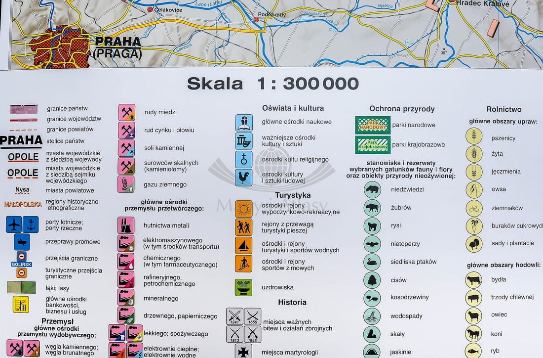 ŚLĄSK MAPA ŚCIENNA OGÓLNOGEOGRAFICZNA