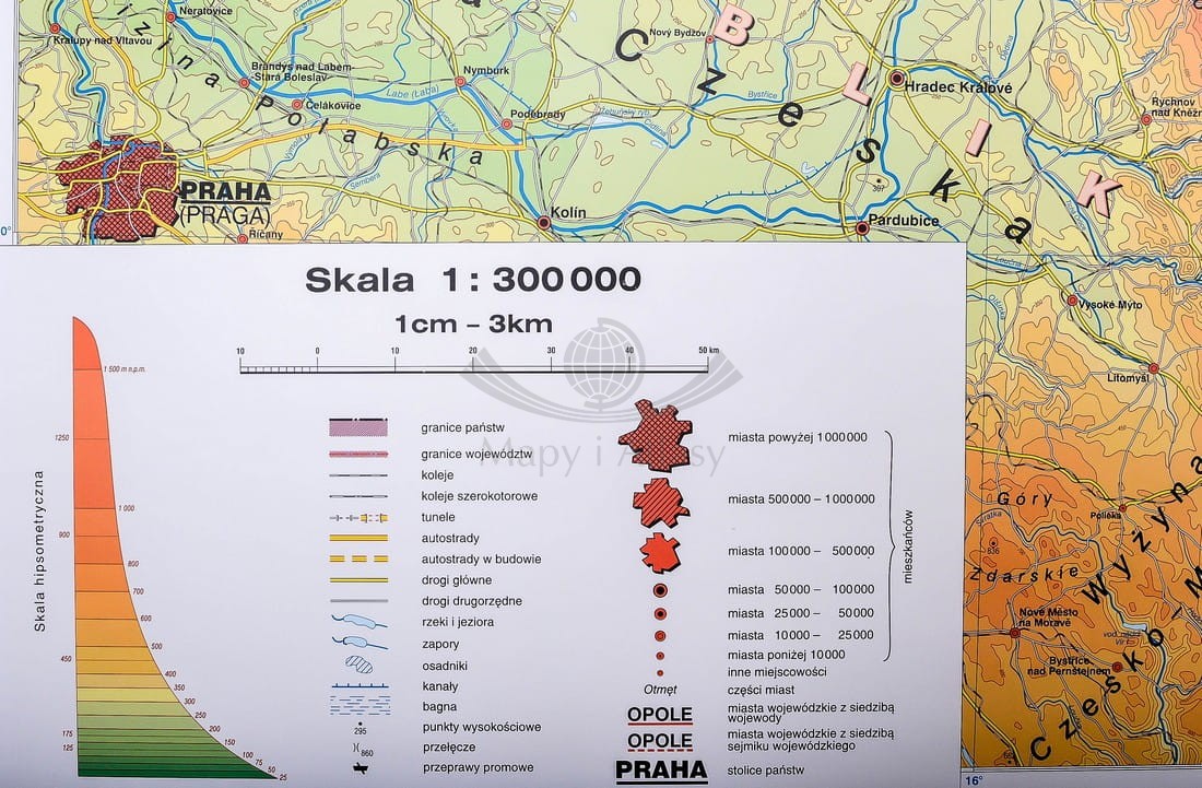 ŚLĄSK MAPA ŚCIENNA OGÓLNOGEOGRAFICZNA