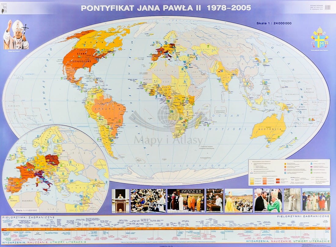 Pontyfikat Jana Pawła Ii 1978 2005 Papież Jan Paweł Ii W Polsce Mapa