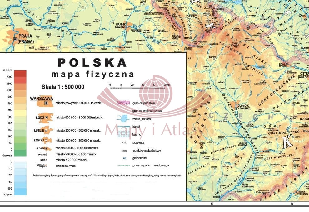 POLSKA MAPA FIZYCZNA DO WPINANIA