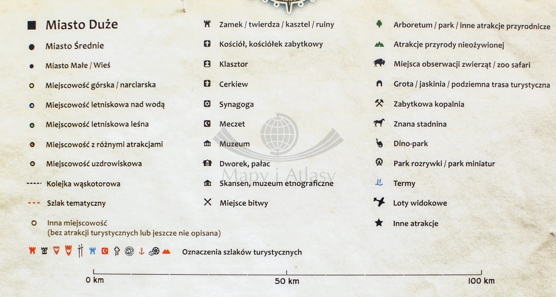 POLSKA MAPA ŚCIENNA TURYSTYCZNA