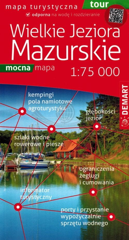 JEZIORA MAZURSKIE MAPA SKŁADANA LAMINOWANA