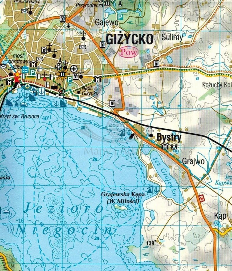 JEZIORA MAZURSKIE MAPA SKŁADANA LAMINOWANA
