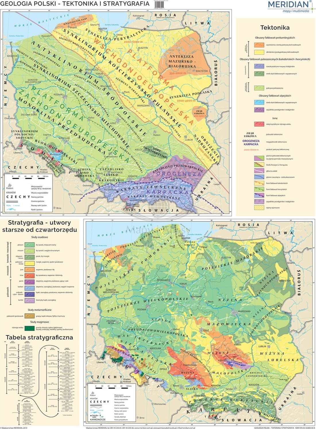 GEOLOGIA POLSKI MAPA SZKOLNA DO POWIESZENIA NA ŚCIANĘ