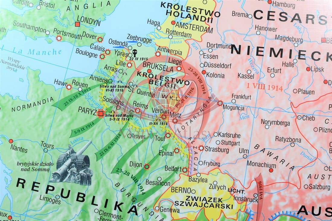 EUROPA I BLISKI WSCHÓD I WOJNA ŚWIATOWA MAPA ŚCIENNA