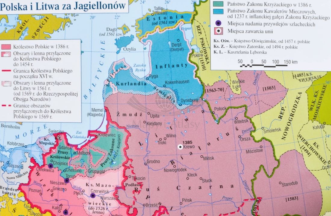 POLSKA MAPA ŚCIENNA HISTORIA RZECZYPOSPOLITEJ