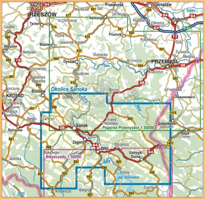 GÓRY SANOCKO-TURCZAŃSKIE MAPA SKŁADANA COMPASS