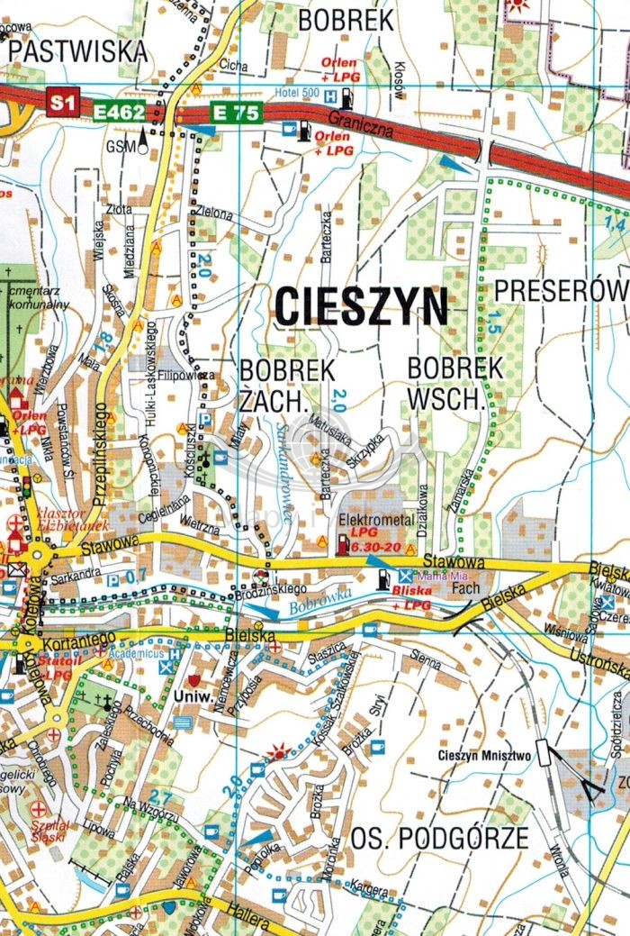 Cieszyn, Cesky Tesin, Skoczów, Ustroń, Goleszów. Plan miasta / Mapa ...