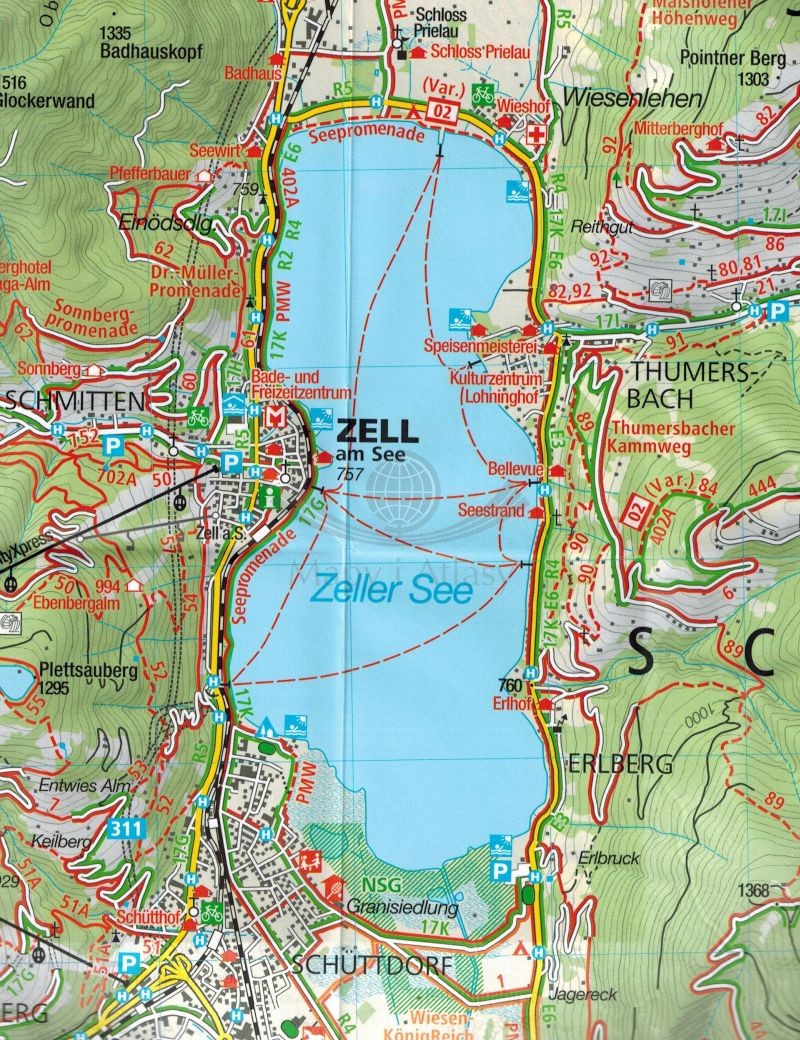 ZELL AM SEE KAPRUN MAPA SKŁADANA TURYSTYCZNA KOMPASS