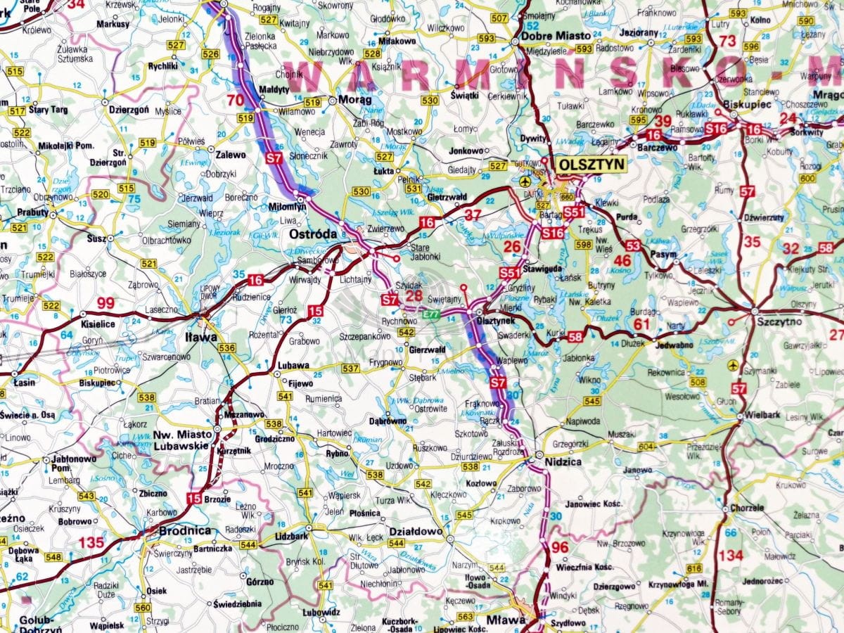 POLSKA MAPA DROGOWA VIA TOLL DO POWIESZENIA NA ŚCIANĘ