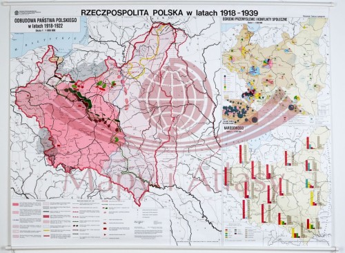 POLSKA W LATACH 1920-1939 MAPA SZKOLNA ŚCIENNA