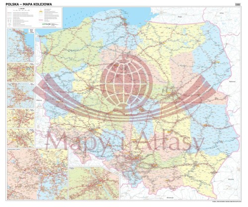 POLSKA 1:500 000 MAPA ŚCIENNA KOLEJOWA ARKUSZ ARTGLOB