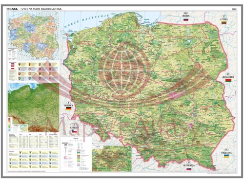 POLSKA 1:500 000 MAPA SZKOLNA KRAJOBRAZOWA MAGNETYCZNA
