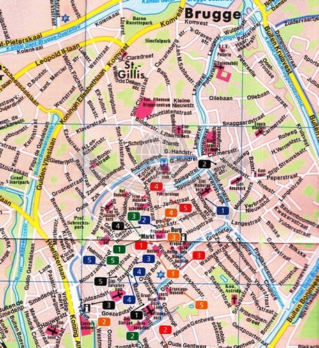 Antwerpia, Brugia, Gent. Mapa / Laminowany plan miasta. Freytag ...