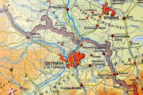ŚLĄSK MAPA ŚCIENNA OGÓLNOGEOGRAFICZNA