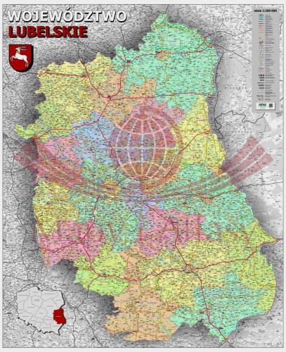 LUBELSKIE MAPA ŚCIENNA DROGOWA NA ŚCIANĘ 2022