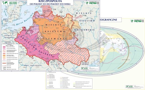 POLSKA W XVI I XVII W. MAPA SZKOLNA HISTORYCZNA