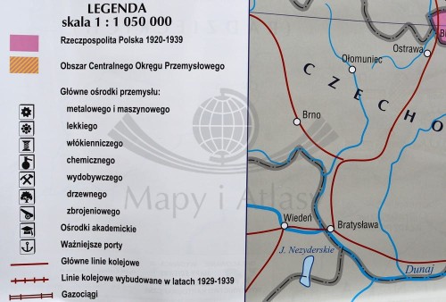 POLSKA W LATACH 1920-1939 MAPA SZKOLNA ŚCIENNA