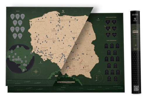 POLSKA MAPA ZDRAPKA ZWIEDZAM ZAMKI NA PREZENT