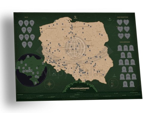 POLSKA MAPA ZDRAPKA ZWIEDZAM ZAMKI W RAMIE NA PREZENT
