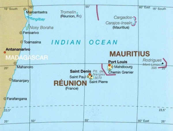 MAURITIUS REUNION RODRIGUES MAPA WODOODPORNA RKH