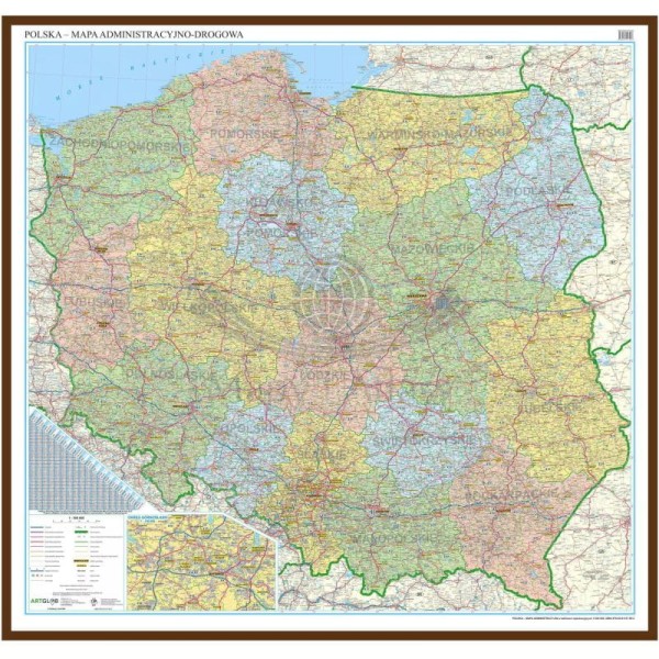POLSKA MAPA DROGOWA Z REJESTRACJAMI W RAMIE ARTGLOB