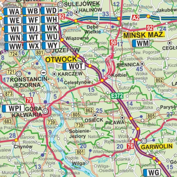 POLSKA MAPA DROGOWA Z REJESTRACJAMI W RAMIE ARTGLOB